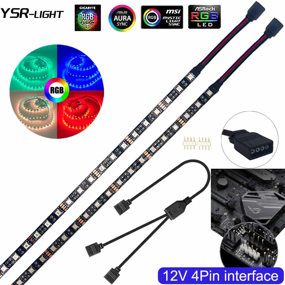 DC12V RGB 5050 LED Strip Light 4 Pin RGB-Header for Aura Sync Mainboard ...