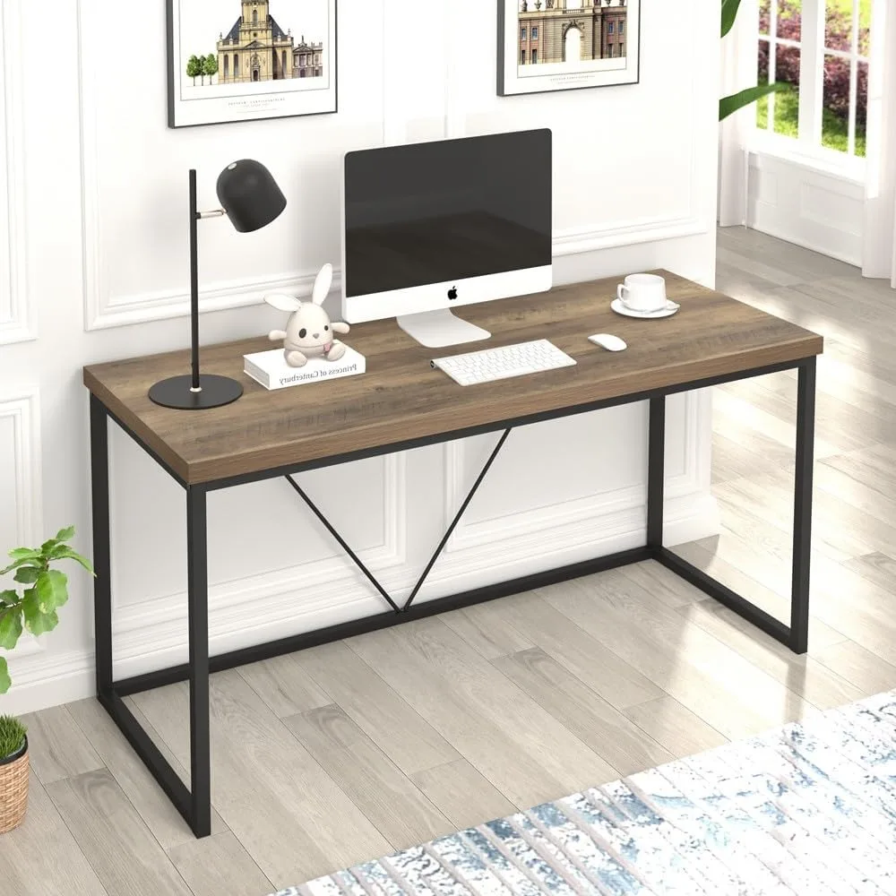 FOLUBAN-Industrial-Computer-Desk-Rustic-Wood-and-Metal-Writing-Desk ...