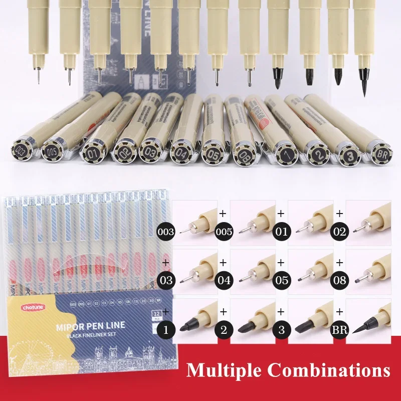 Rotuladores-Fineliner-negros-Manga-suministros-de-arte-bocetos-a-prueba ...