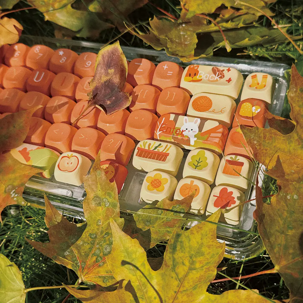 MOA-Retro-Cute-Keycaps-Orange-Hometown-Autumn-Theme-PBT-Five-Sided ...