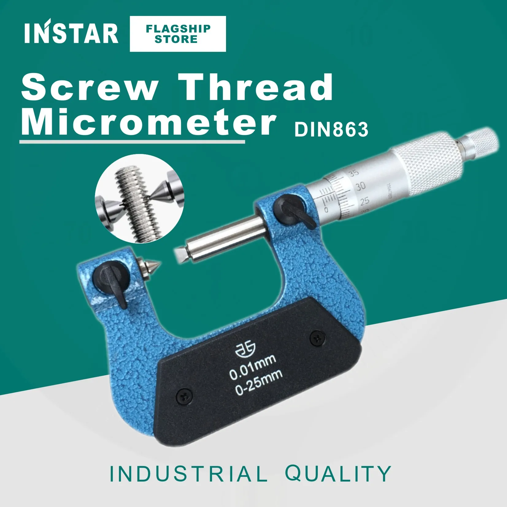 Screw Thread Micrometer 0 25mm 25 50mm Industrial Quality With 10PCS ...
