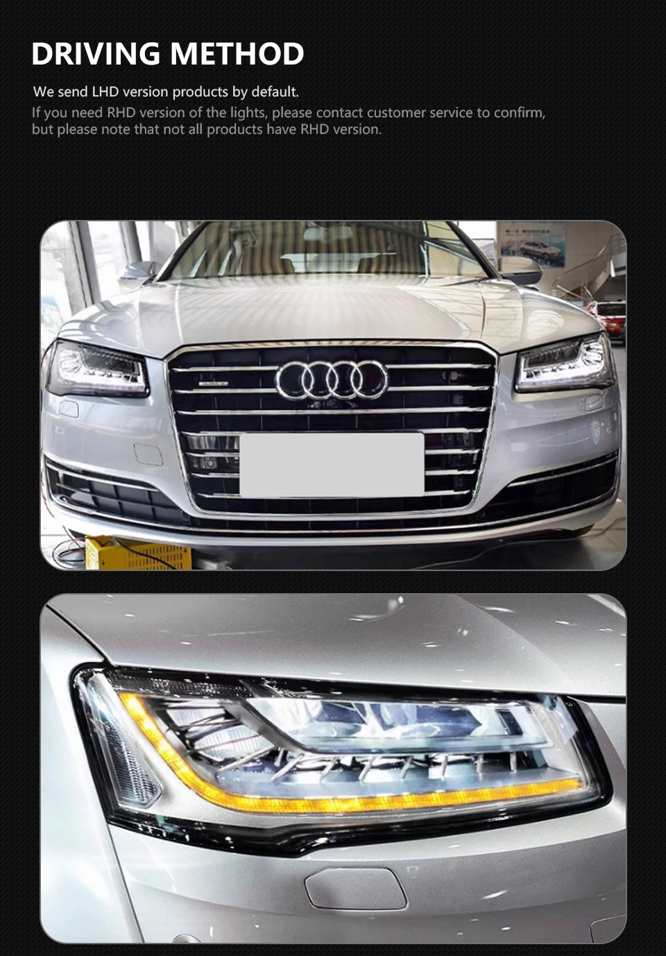 Car Head Lamp For Audi A8 Headlights 2011-2017 A8l Led Headlight Drl Dynamic Singal High Low ...