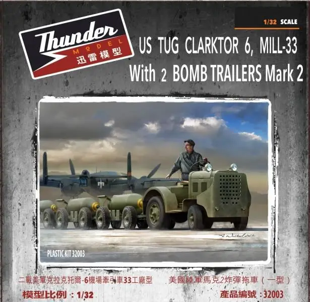 Thunder-TM32003-1-32-Scale-US-Tug-Clarktor-6-Mill-33-with-Bomb-Trailers ...