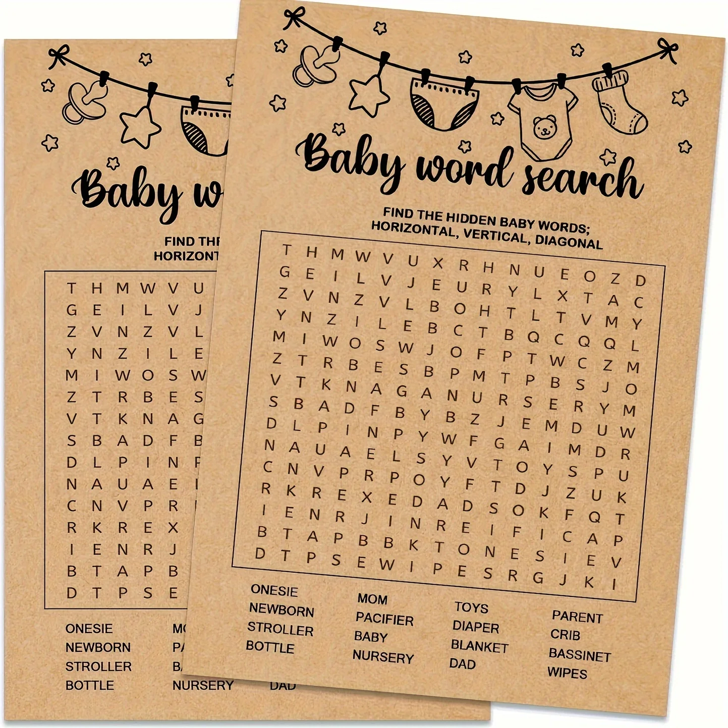 Baby Shower Game, Word Search Game Cards, Baby Shower Party Games ...