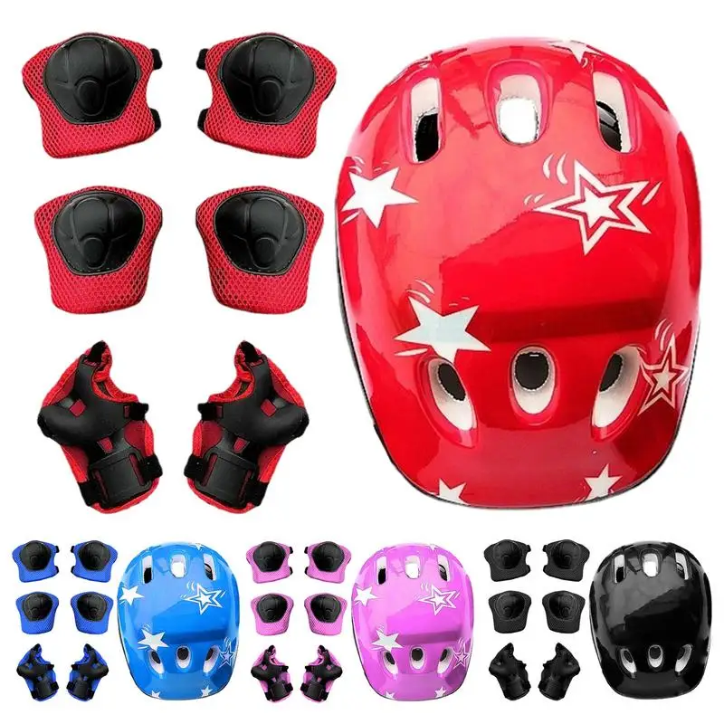 Kids-7-in-1-Helmet-and-Pads-Set-Adjustable-Kids-Knee-Pads-Elbow-Pads ...