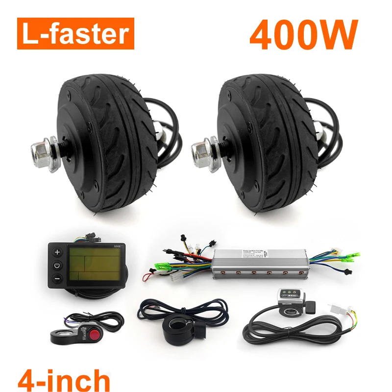 Dual-Drive-4-Inch-24V-36V-200W-Electric-Motor-Wheel-Kit-Thumb-Throttle ...