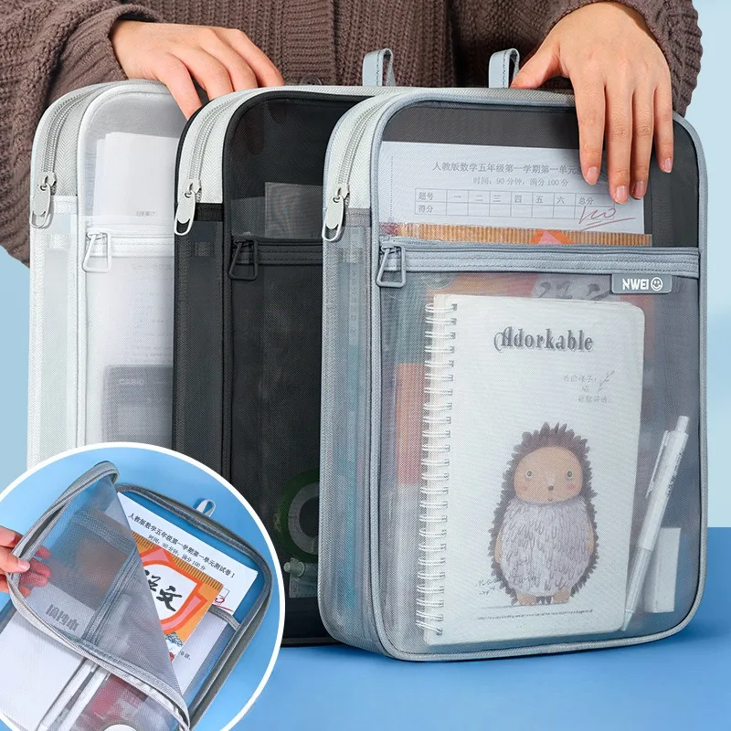 Transparent-Mesh-Zipper-Pouch-Bag-Nylon-Mesh-Multifunctional-Document ...