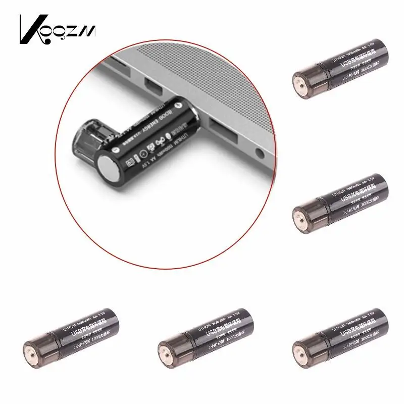 1.5V AA 1500mAh USB Rechargeable AA Batteries USB Lithium Ion Battery ...