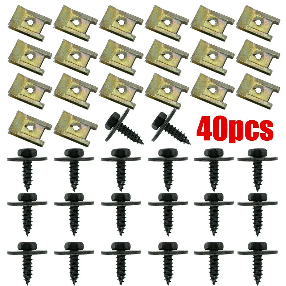 40pcs-Car-Body-Panel-Fender-Fastener-Kit-Chassis-Engine-Guard-Metal-Hex ...