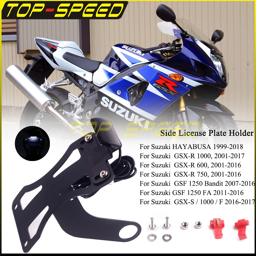 Curved-Side-Mount-License-Plate-Bracket-W-LED-Light-For-Suzuki-HAYABUSA ...