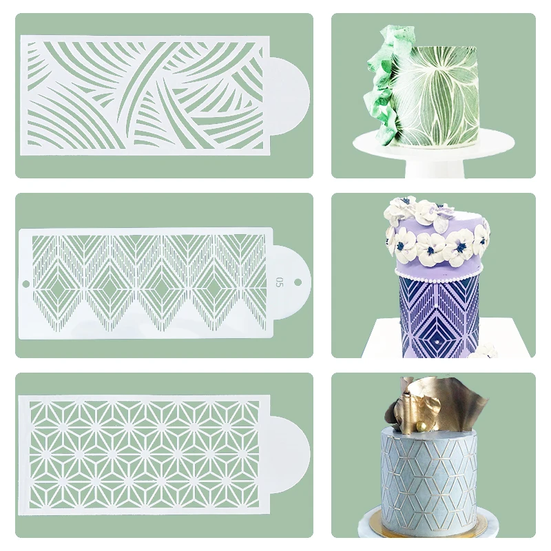 FAIS DU 10pcs New Fondant Cake Stencils Mesh Embossing for Baking ...