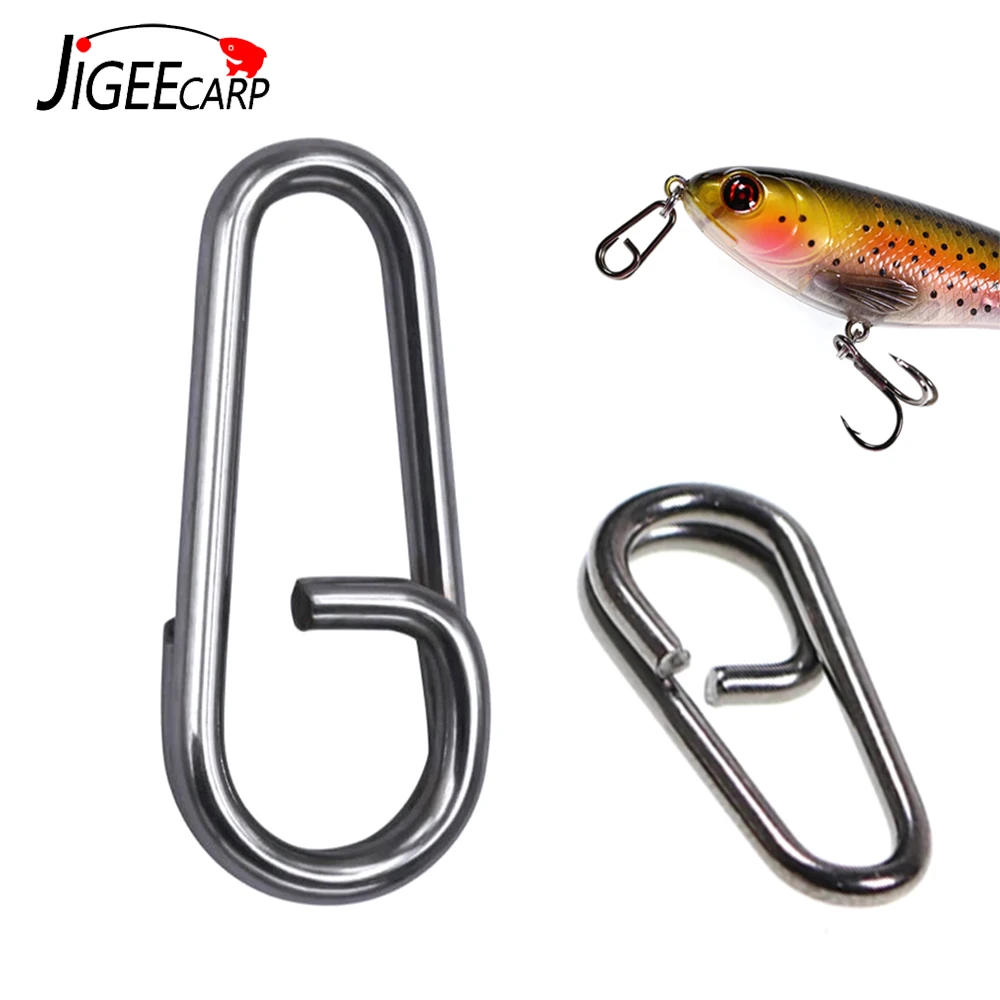 Jigeecarp-30pcs-Stainless-Steel-Fishing-Lures-Oval-Split-Rings-Bent-Head-Fast-Snap-Clips-Fishing ...