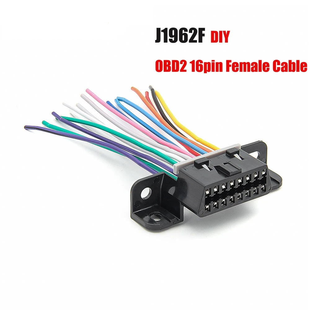 10cm Colorful DIY Terminal Female Head 16pin J1962 OBD2 Extension Cable ...
