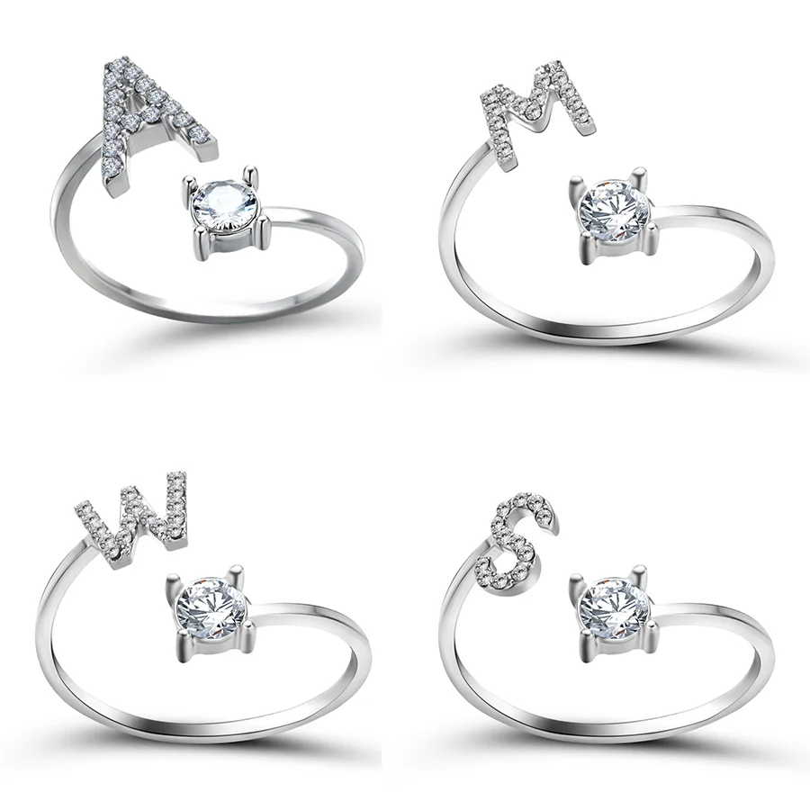 Silver-Color-A-Z-Letters-Rings-For-Women-Couple-Alphabet-Name-Men ...