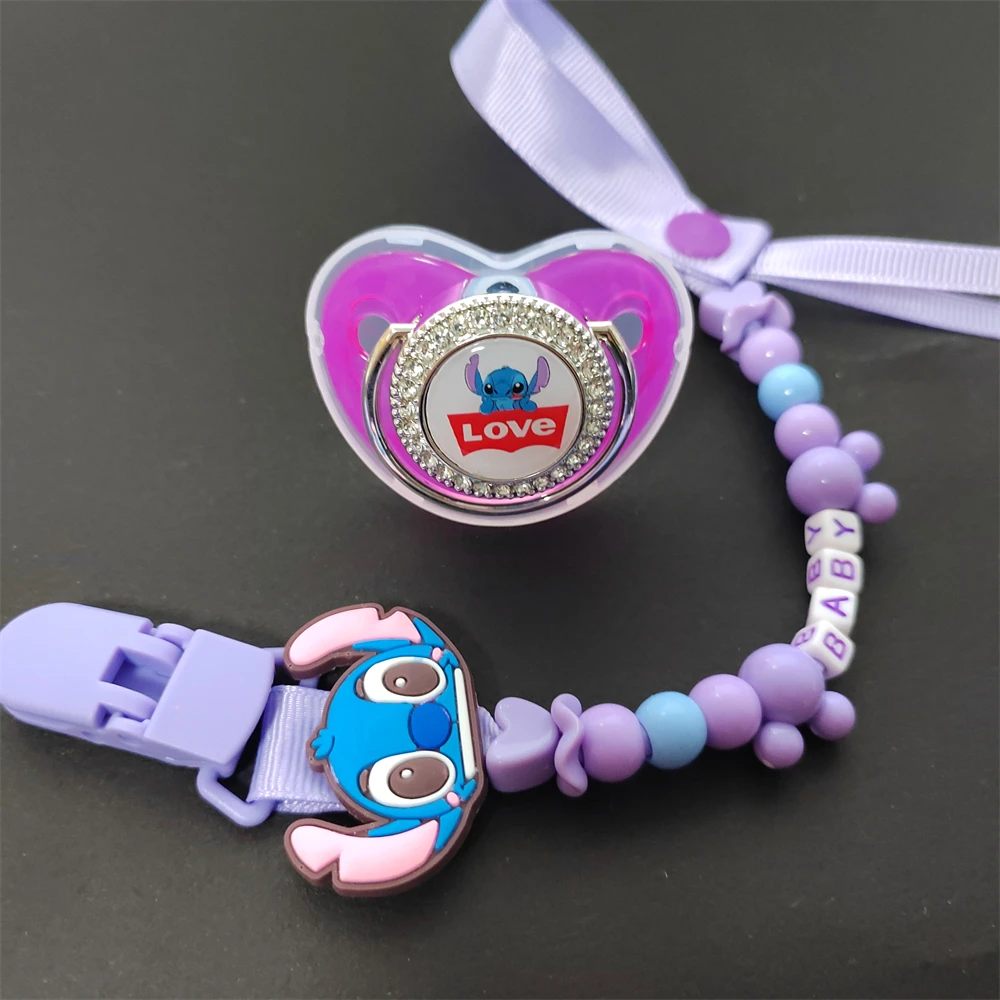 Disney Stitch Love Baby Pacifier With Personalized Pacifier Clip Bling ...