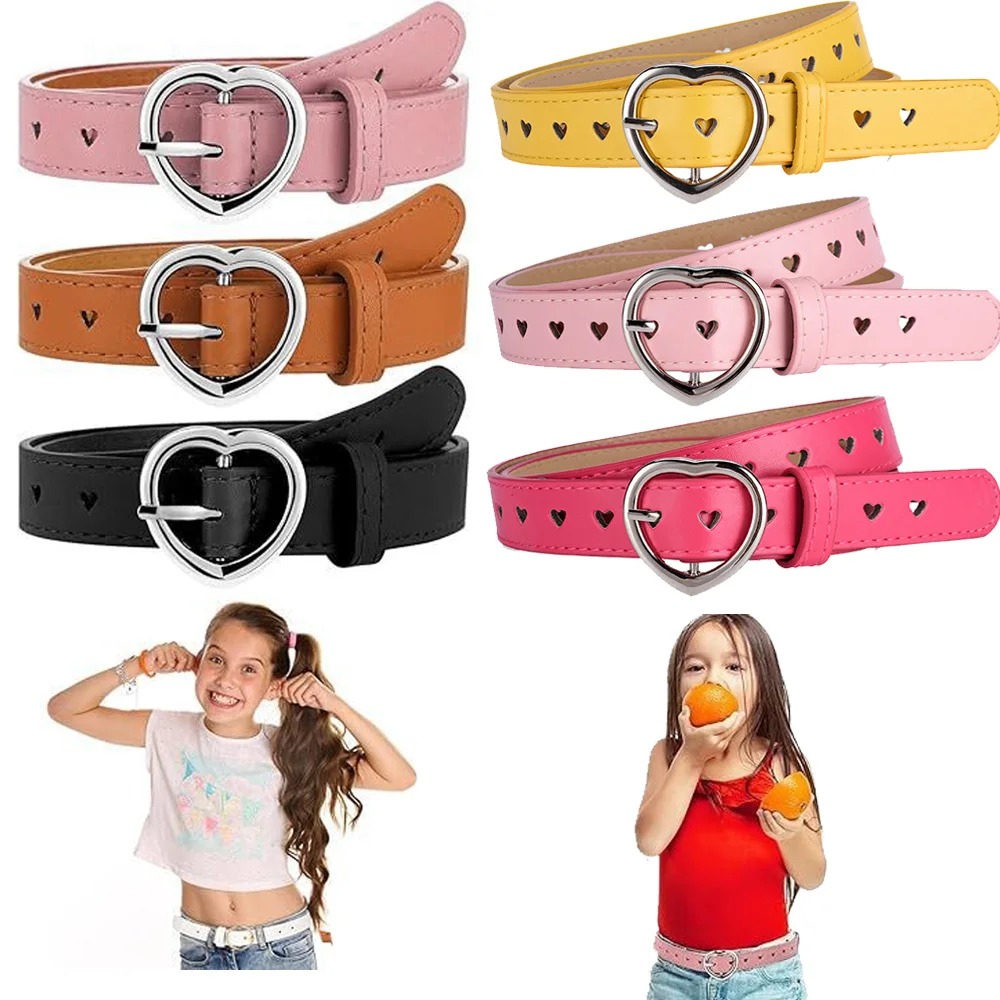 Children-Belt-Kids-Cute-Peach-Heart-Buckle-Faux-Leather-Belts-For-Girls ...