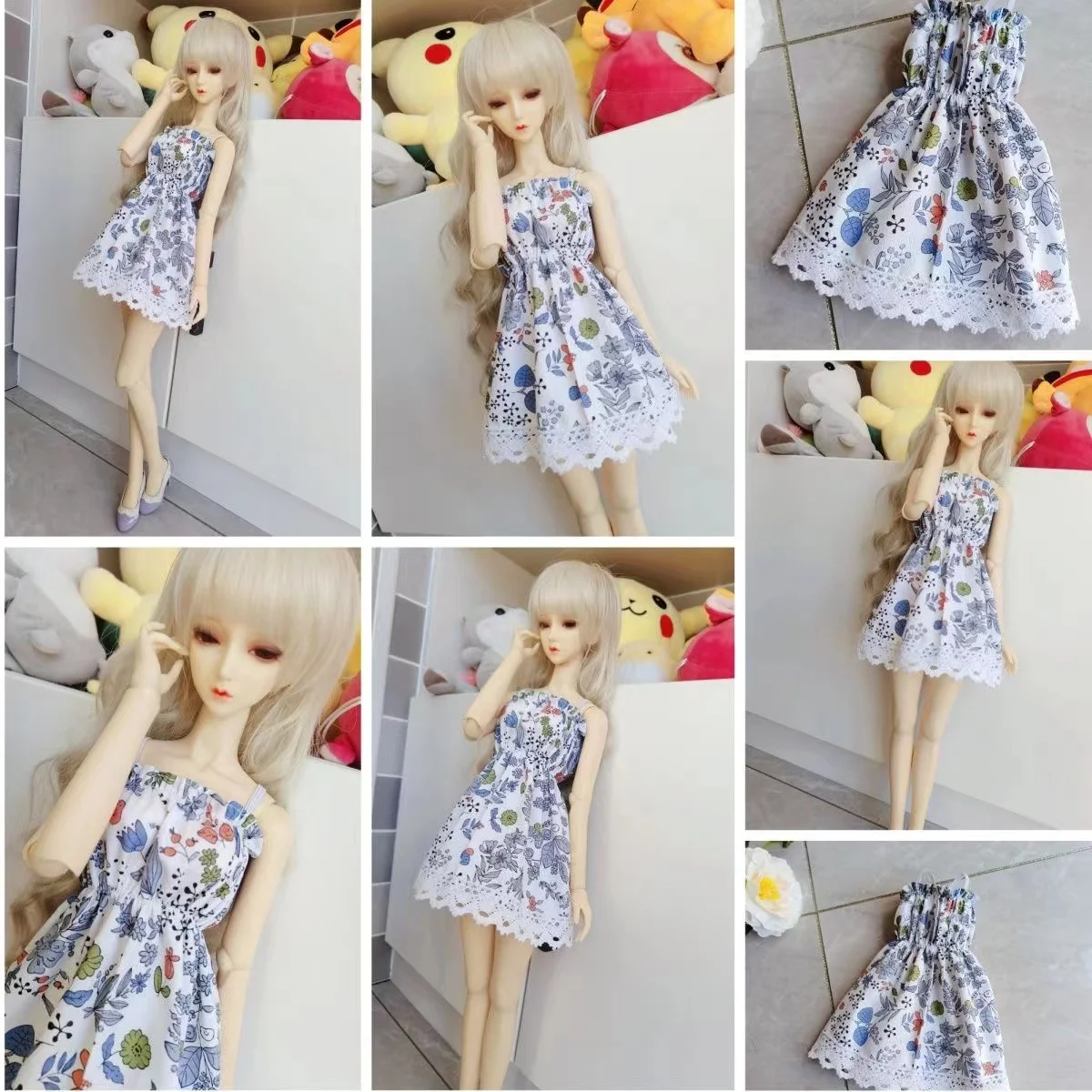 New-Handmade-1-3-1-4-BJD-Doll-Clothes-Fashion-Floral-Suspender-Skirt ...