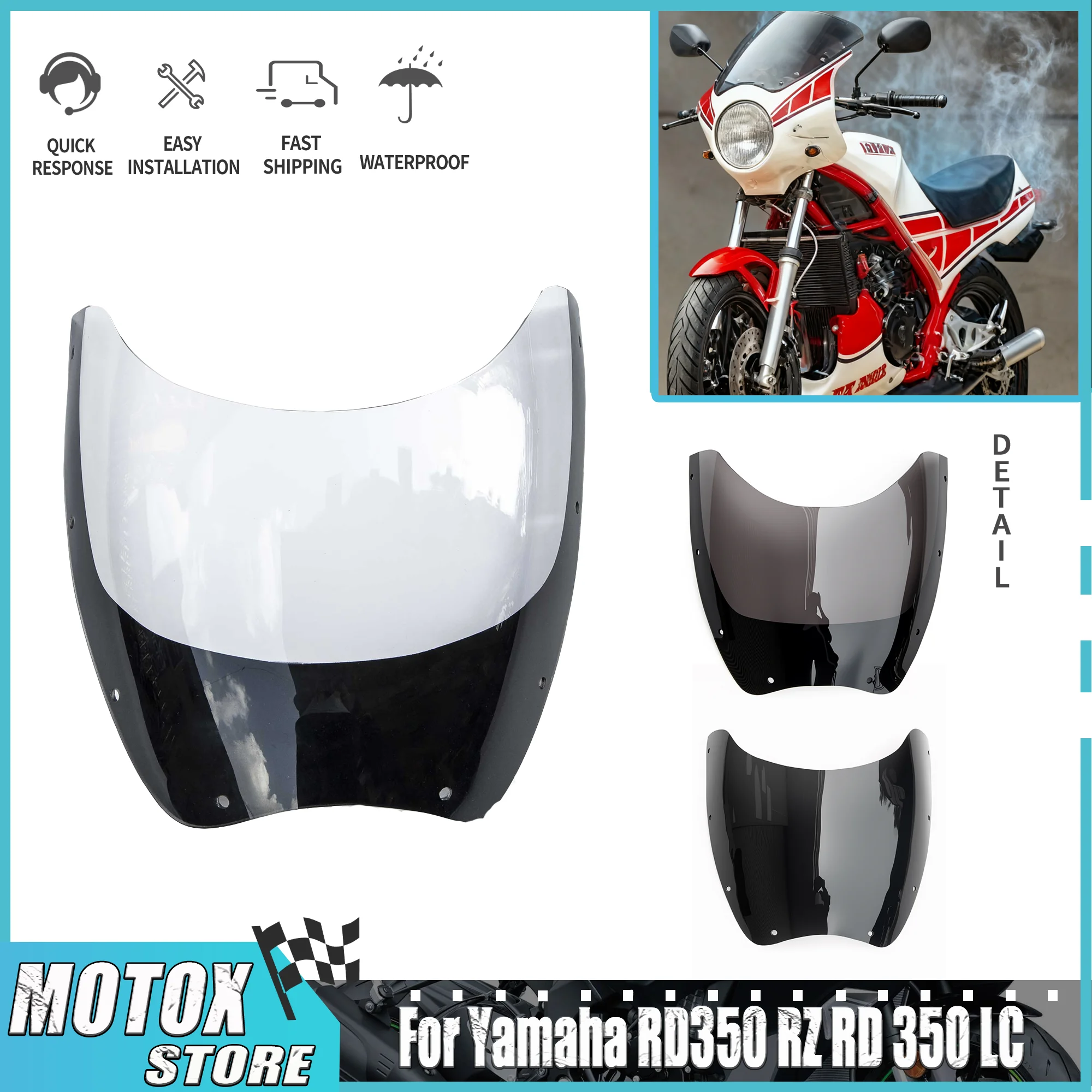 Motorcycle Windshield Fit For Yamaha 1981 - 1986 1982 1983 1984 1985 ...