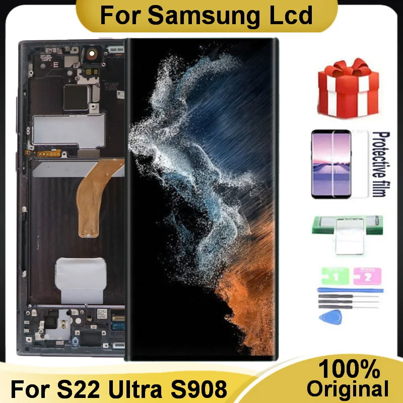 Original AMOLED Display For Samsung Galaxy S22 Ultra 5G LCD S908 S908U SM-S908B/DS Touch Screen ...