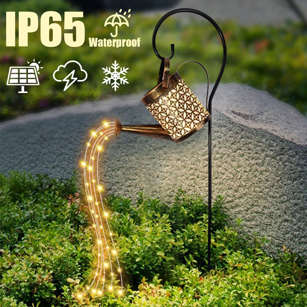 Solar Watering Can Light Hanging Waterfall Lamp Waterproof Outdoor ...