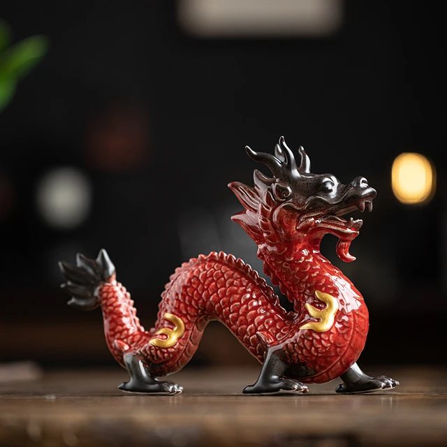 Red Chinese Dragon Statue
