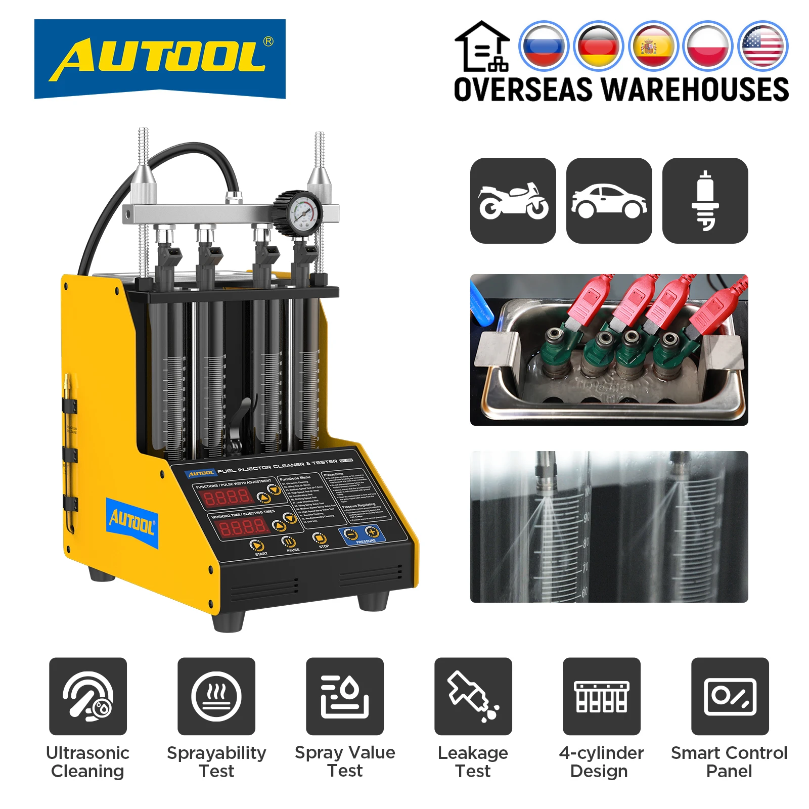 AUTOOL-CT150-Car-Fuel-Injector-Tester-Cleaning-Machine-Motorcycle ...