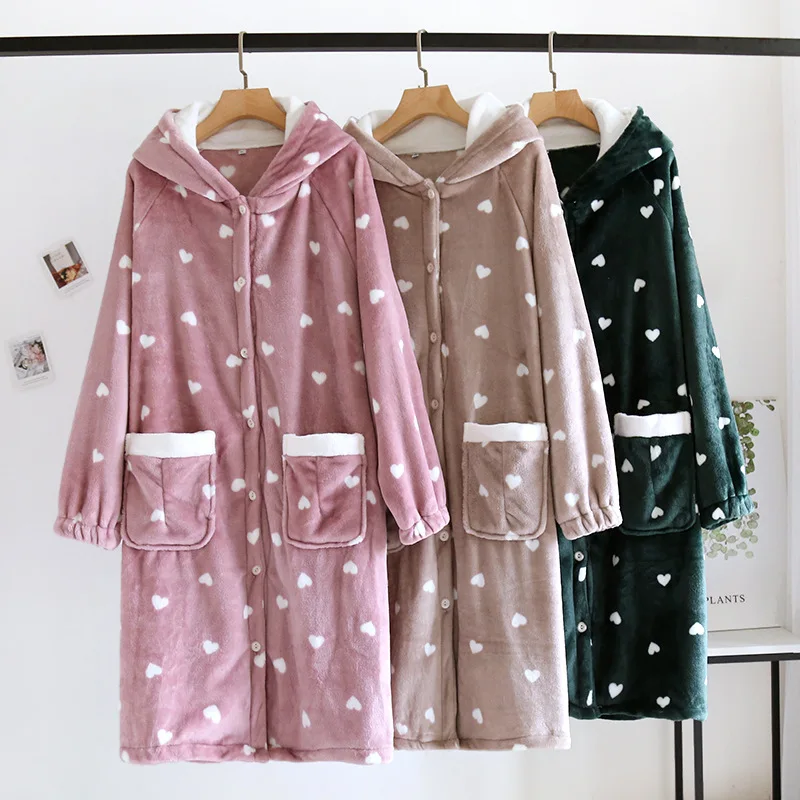 Robe Home Female Flannel | Flannel Bathrobe Sleepwear | Cute Bathrobes ...