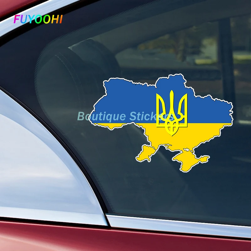 FUYOOHI Exterior/Protection Boutique Stickers Ukraine Flag Trident Map ...