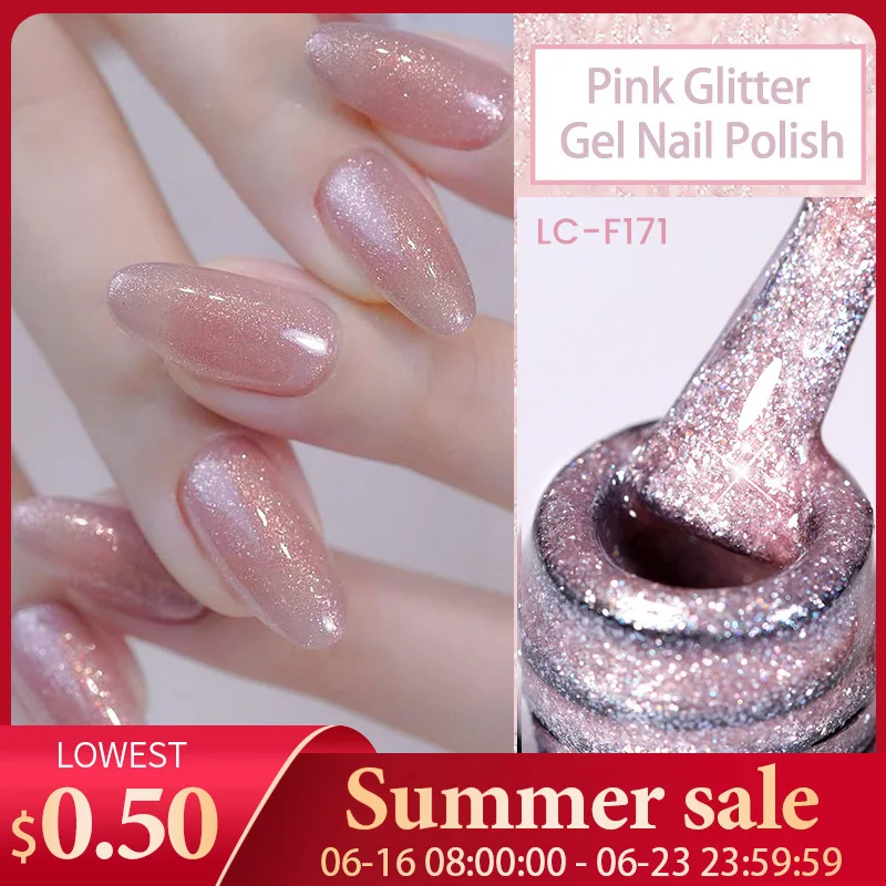 Lilicute-nackte-rosa-Glitzer-Gel-Nagellack-152-Farben-funkelnde-Pailletten-alle-f-r-Manik-re ...