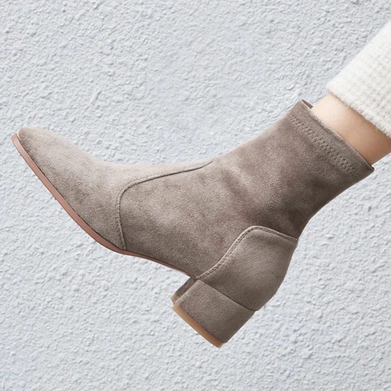 Vangull-Botas-aterciopeladas-de-tela-el-stica-para-mujer-botines-cortos ...