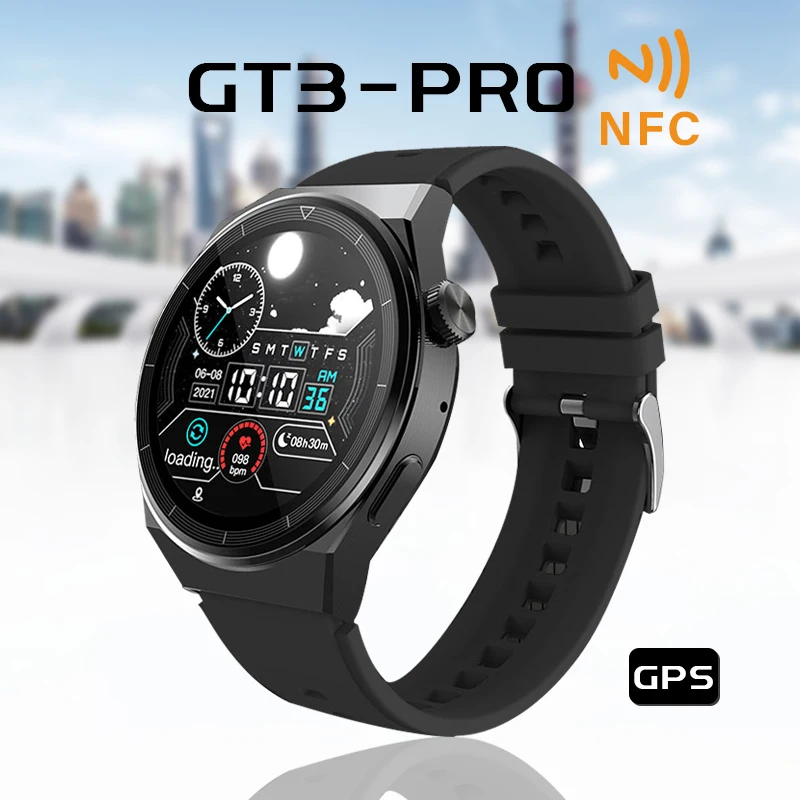 Para hw gt3 pro relógio inteligente nfc gps ips tela hd freqüência cardíaca bluetooth chamada ...