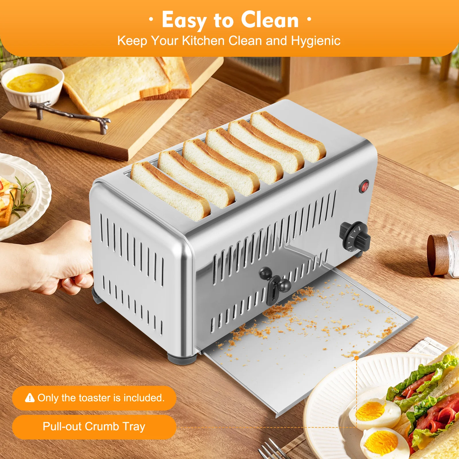 Commercial Toaster 6 Slices Stainless Steel Pop-Up Electric Toaster ...