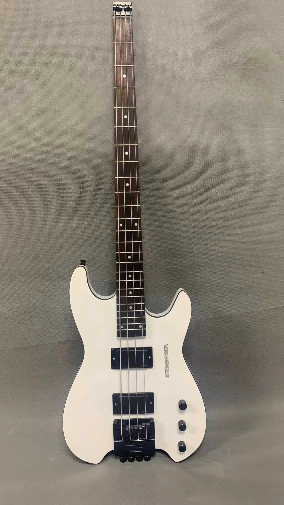 top-grade 4-string headless bass electric guitar, white body, black ...