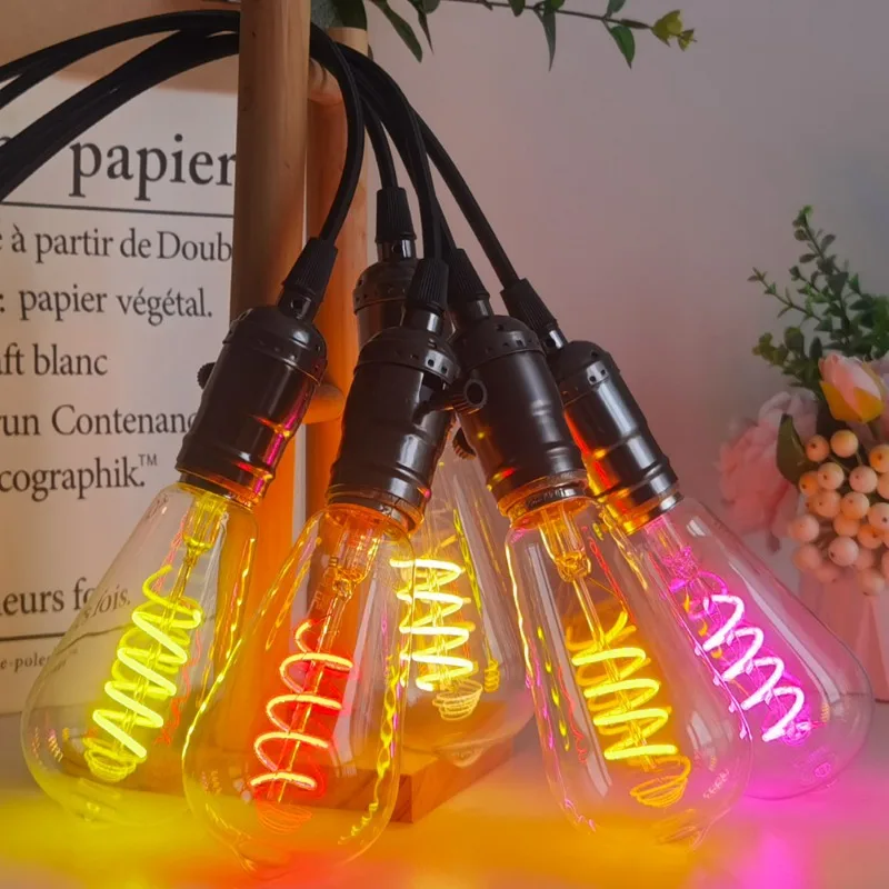 LED-dazzling-neon-light-bulb-ST64-color-spiral-dimming-indoor-creative ...