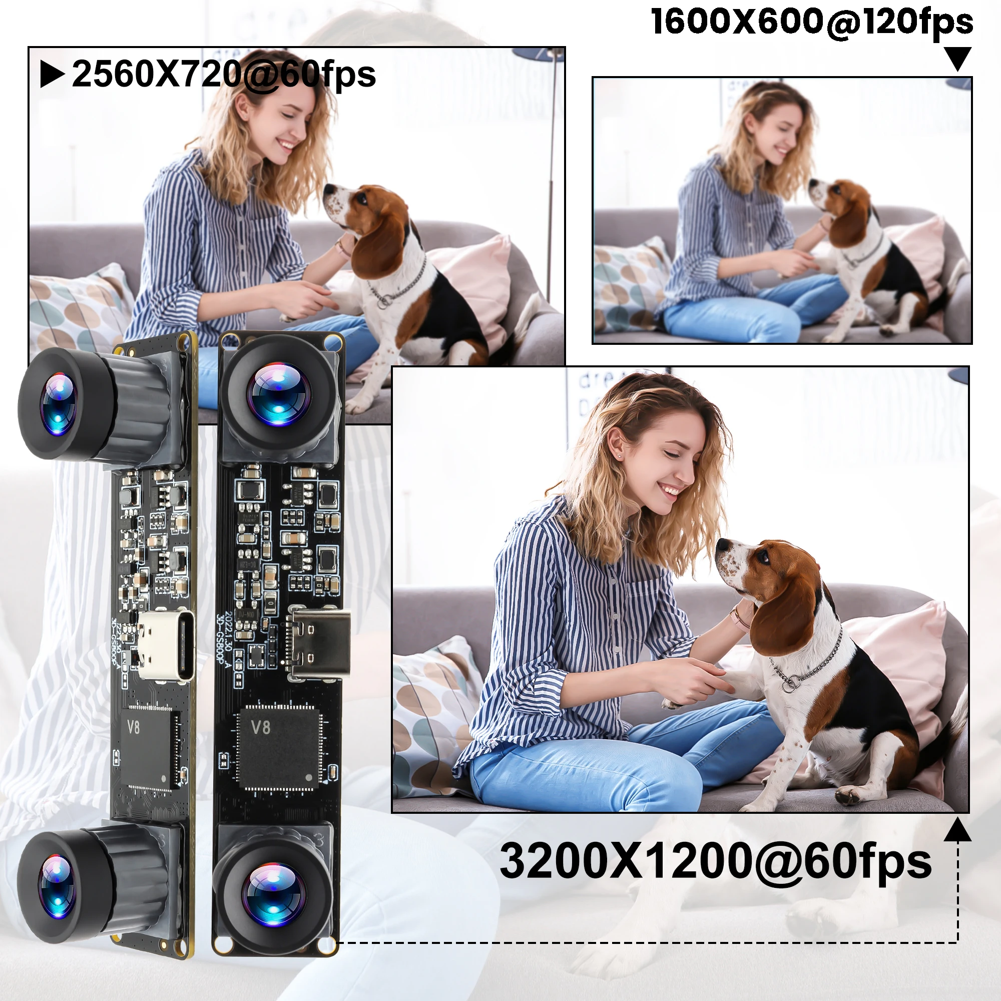 ELP 120FPS 60FPS USB-камера с глобальным затвором, синхронизация цвета, модуль стереокамеры ...