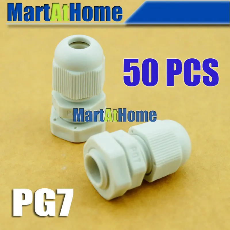 50pcs/lot Pg7 Pg07 Waterproof Nylon Connector Pg Cable Gland Dia. 3~6 ...