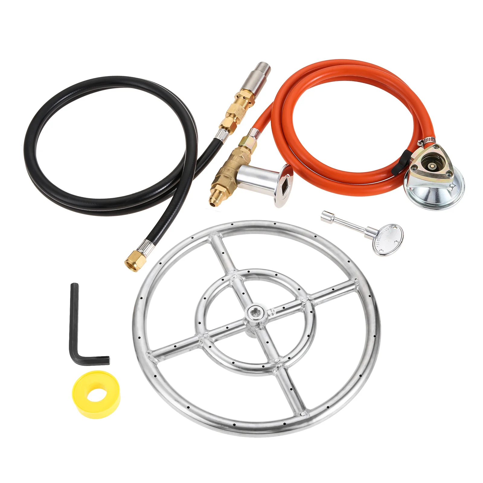 7pcs-set-Propane-Fire-Ring-Burner-Valve-27mm-Clip-On-Regulator-5FT-Hose ...