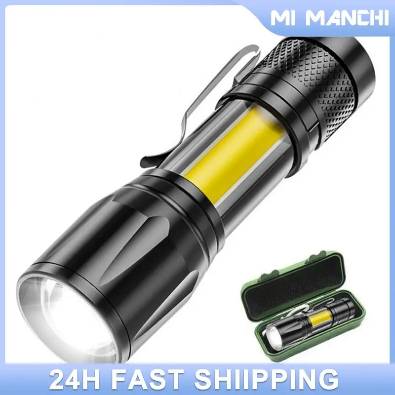 Construído na bateria zoom foco mini lanterna led tocha lâmpada ...