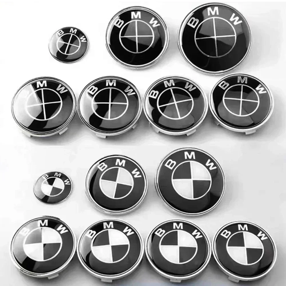 7Pcs front and rear car logos hub center cover steering wheel sticker ...