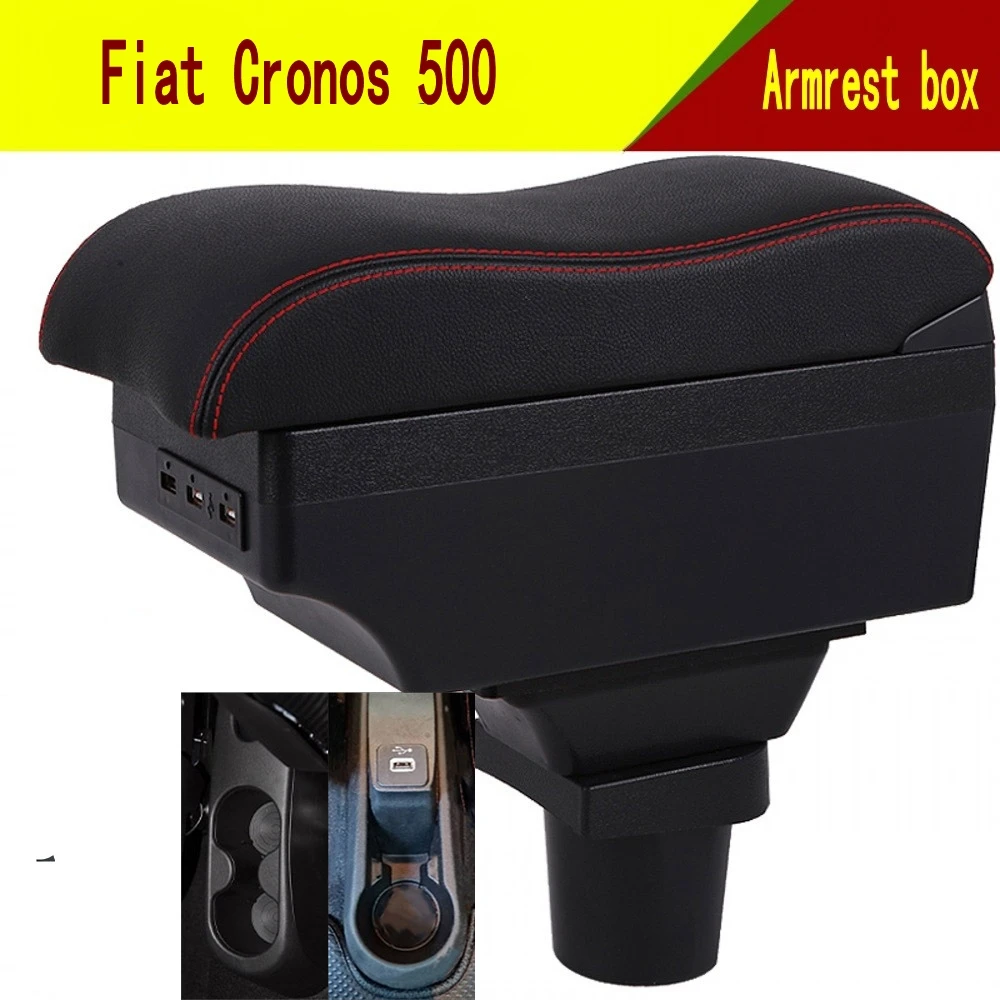 Reposabrazos-para-Fiat-Cronos-500-caja-con-carga-USB-aumento-de-doble ...