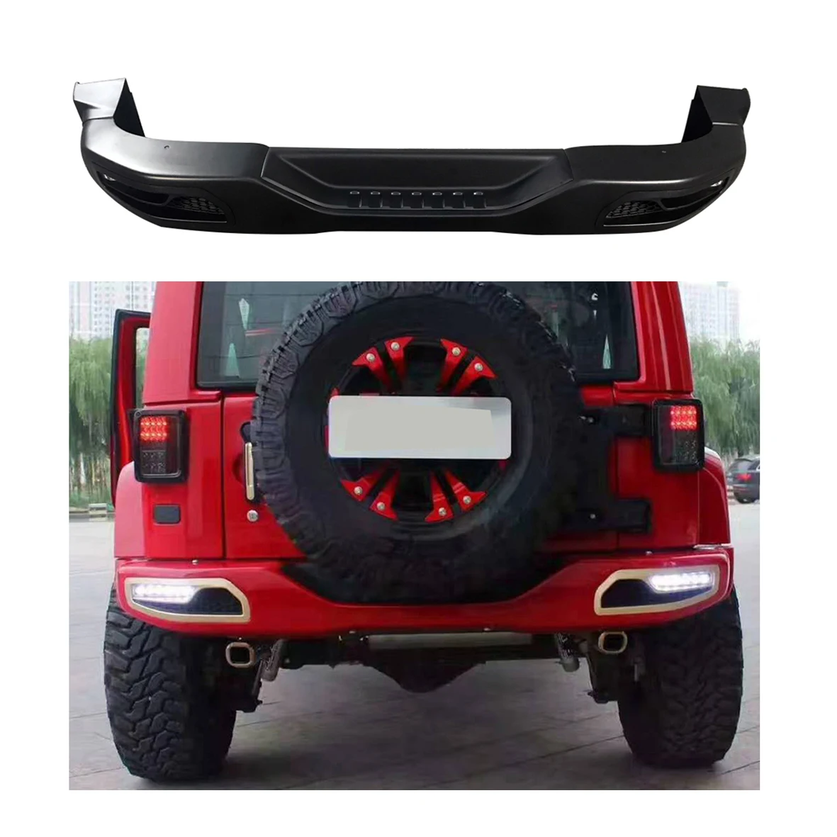 J317-2 Rear Bumper Apollo Style Lip Diffuser Splitter Skid Plate Steel ...
