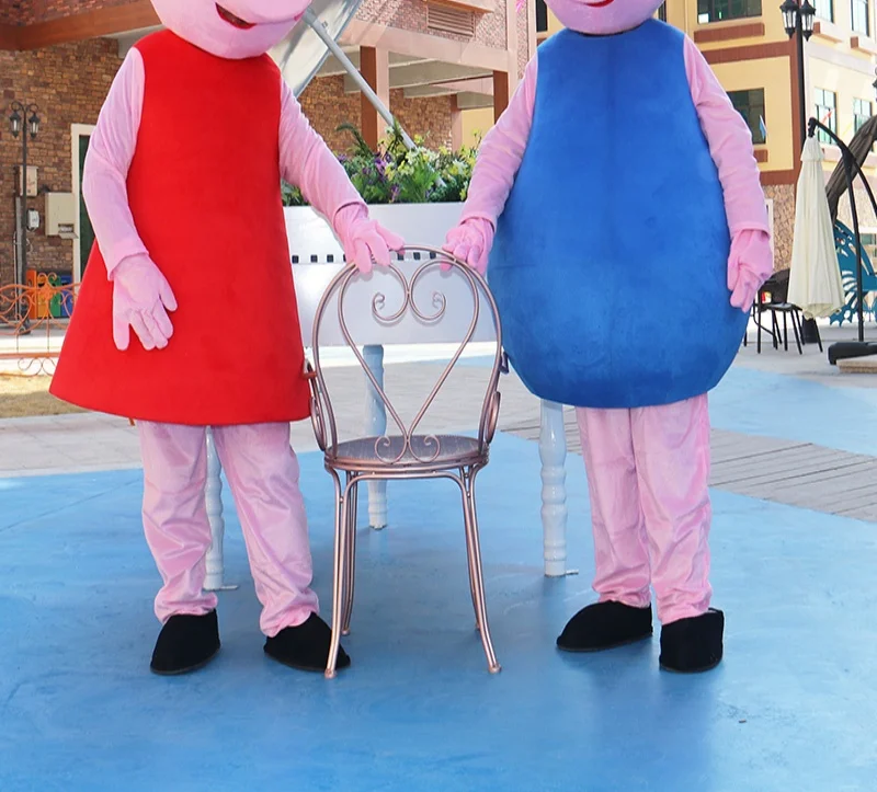 Anime Hot Pink Pig Mascot Doll Costume Adult Cosplay Family Party ...