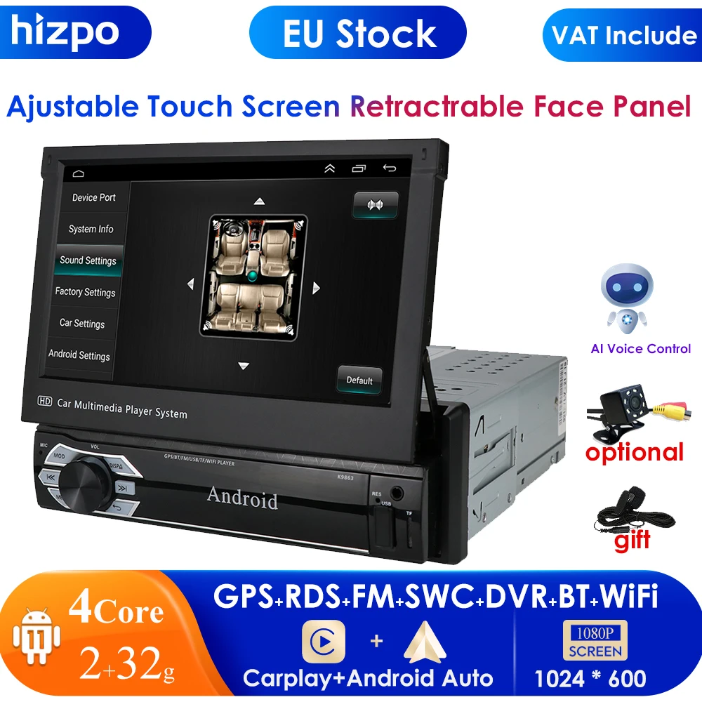 2g+16g 4g Universal 1din Car Multimedia Player 7inch Touch Screen ...