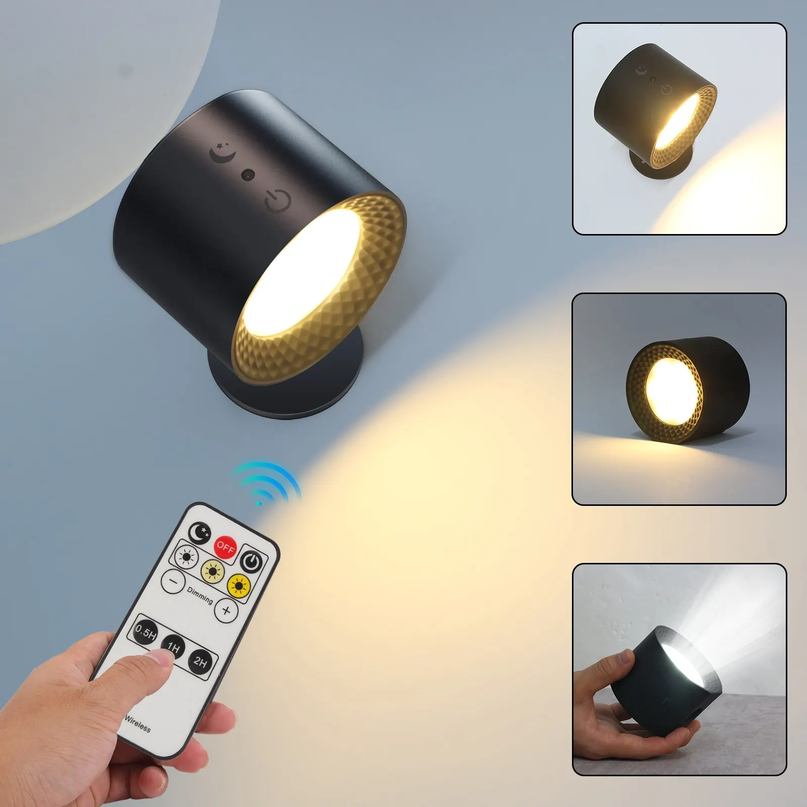 Led-Wall-Lamp-Touch-Control-IR-Remote-360-Rotatable-USB-Recharge ...