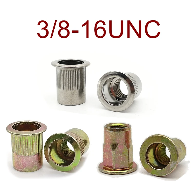 3/8-16UNC Amercian standard thread Rivet Nut Insert Stainless Steel and Carbon Steel Round and ...