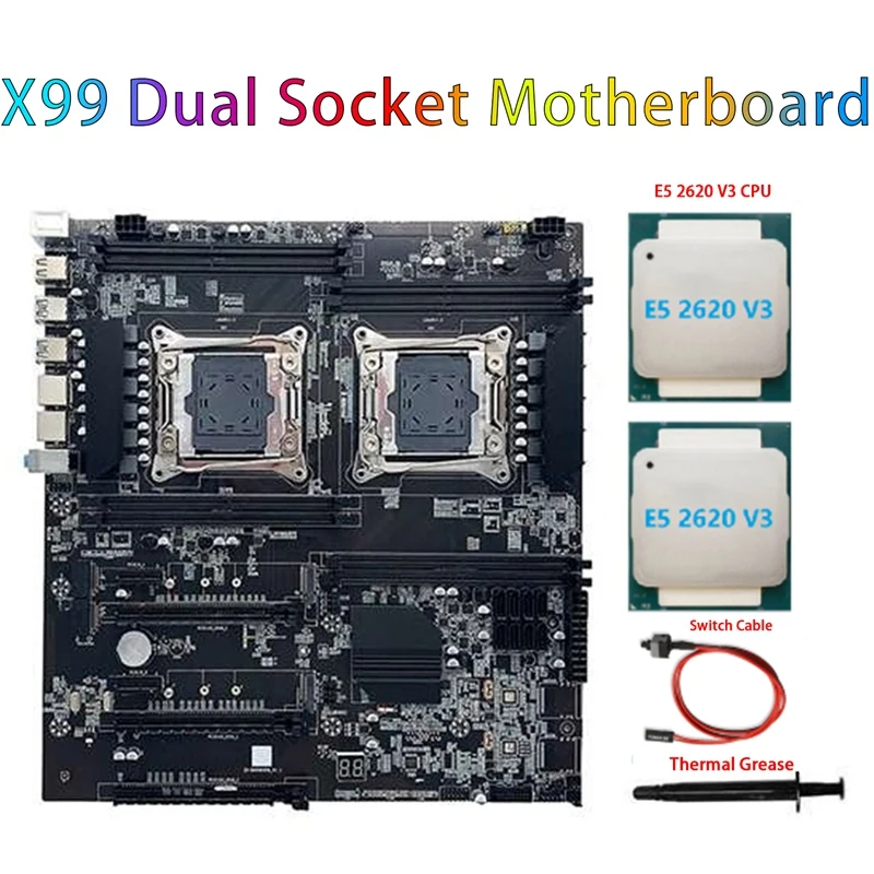 X99 Dual Socket Motherboard LGA2011 3 Dual CPU Support DDR4 Memory With ...
