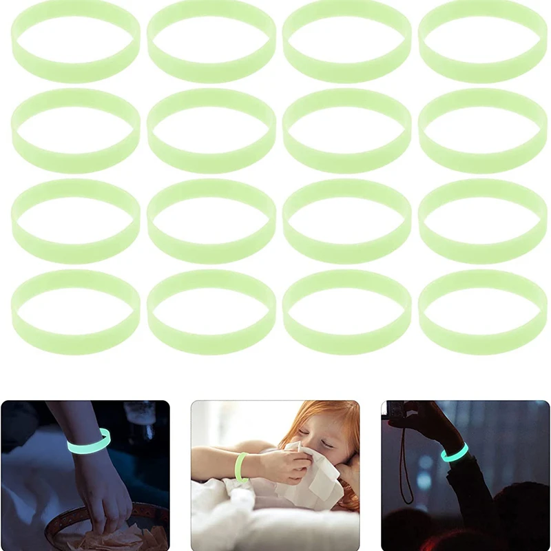 6PCS-Luminous-Silicone-Bracelet-Fluorescent-Sports-Rubber-wristband ...