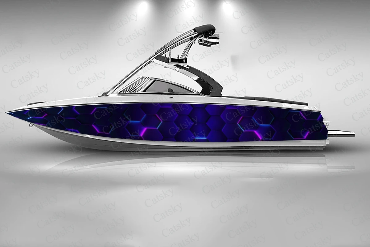 Honeycomb-hexagon-graphics-Boat-Sticker-Packaging-Fish-Boat-Waterproof ...