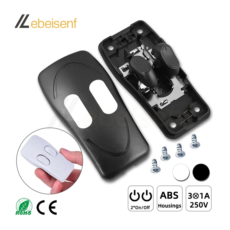 New-LED-Lamp-Double-Control-Switch-3A-Max-250V-Black-ABS-Housing-White ...