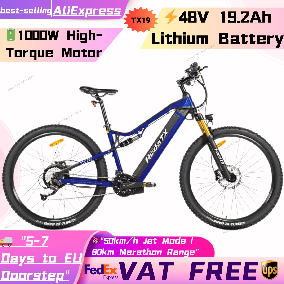 2025 New Heda-TX19 Electric Bicycle 1000W 48V19.2AH Hydraulic Brake ...